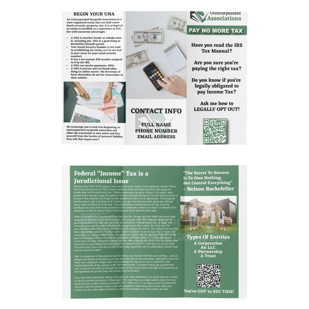 Unincorporated Associations Brochure Trifolds - Custom Community Promotion